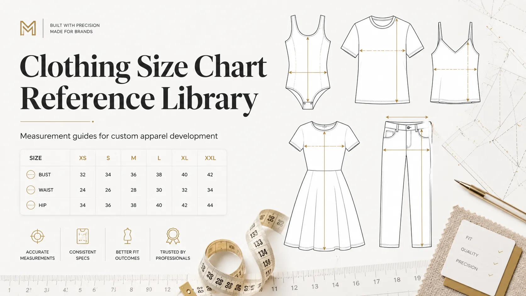 Clothing Size Chart Reference Library | Garment Measurement Guides
